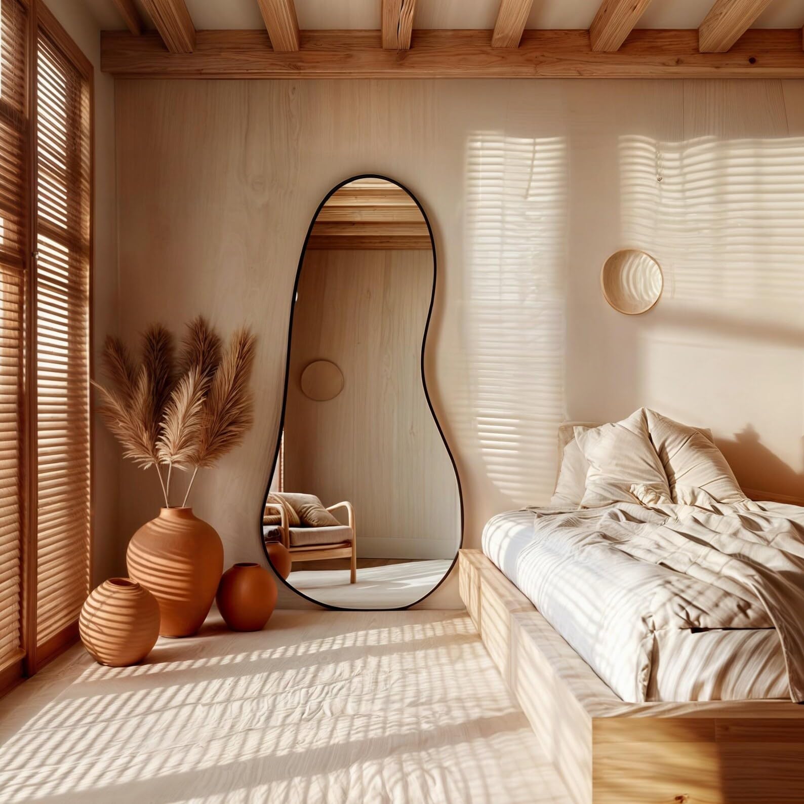 Sidney Modern Asymmetrical Wood Mirror – NORTH KAISER LLC